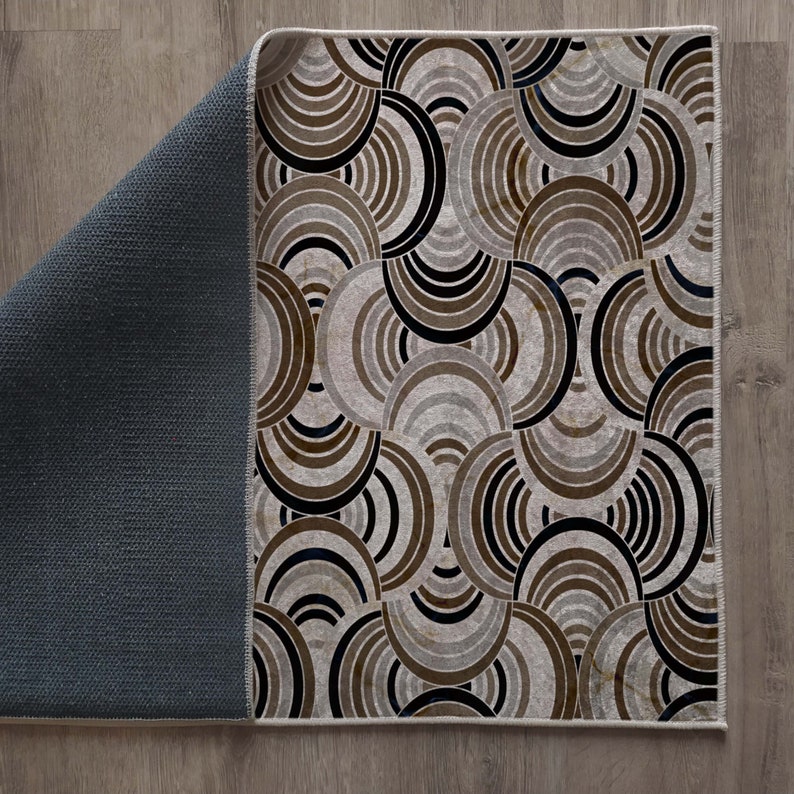 Geometric Pattern Circle Rug, Luxury With Gold Rug, Home Decor Rug - Etsy