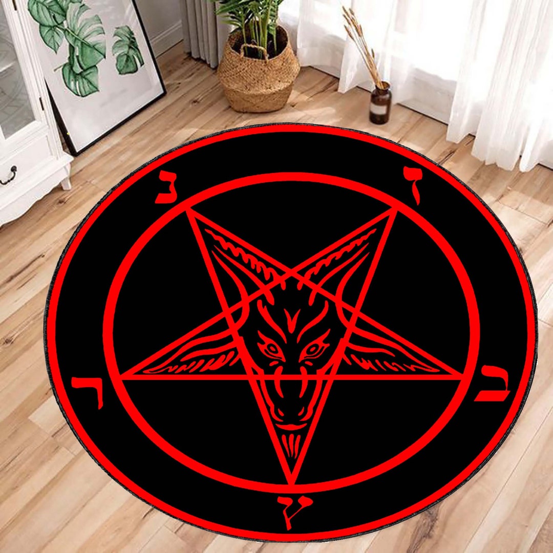 Simple Pentagram Magic Rug, Round Rug, Satan Round Carpet, Satanic ...