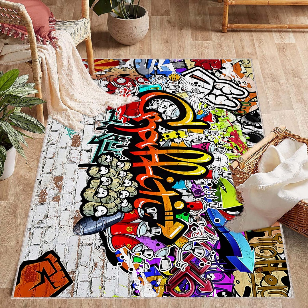 Graffiti Graffiti Rug Unique Rug Living Room Colorful - Etsy