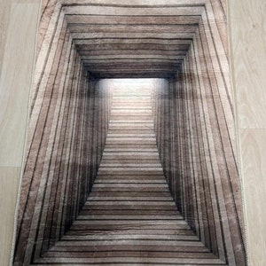 Wood Tunnel Rug, Optical Illusion Rug, Optical Illusion Vortex Rug, 3D ...