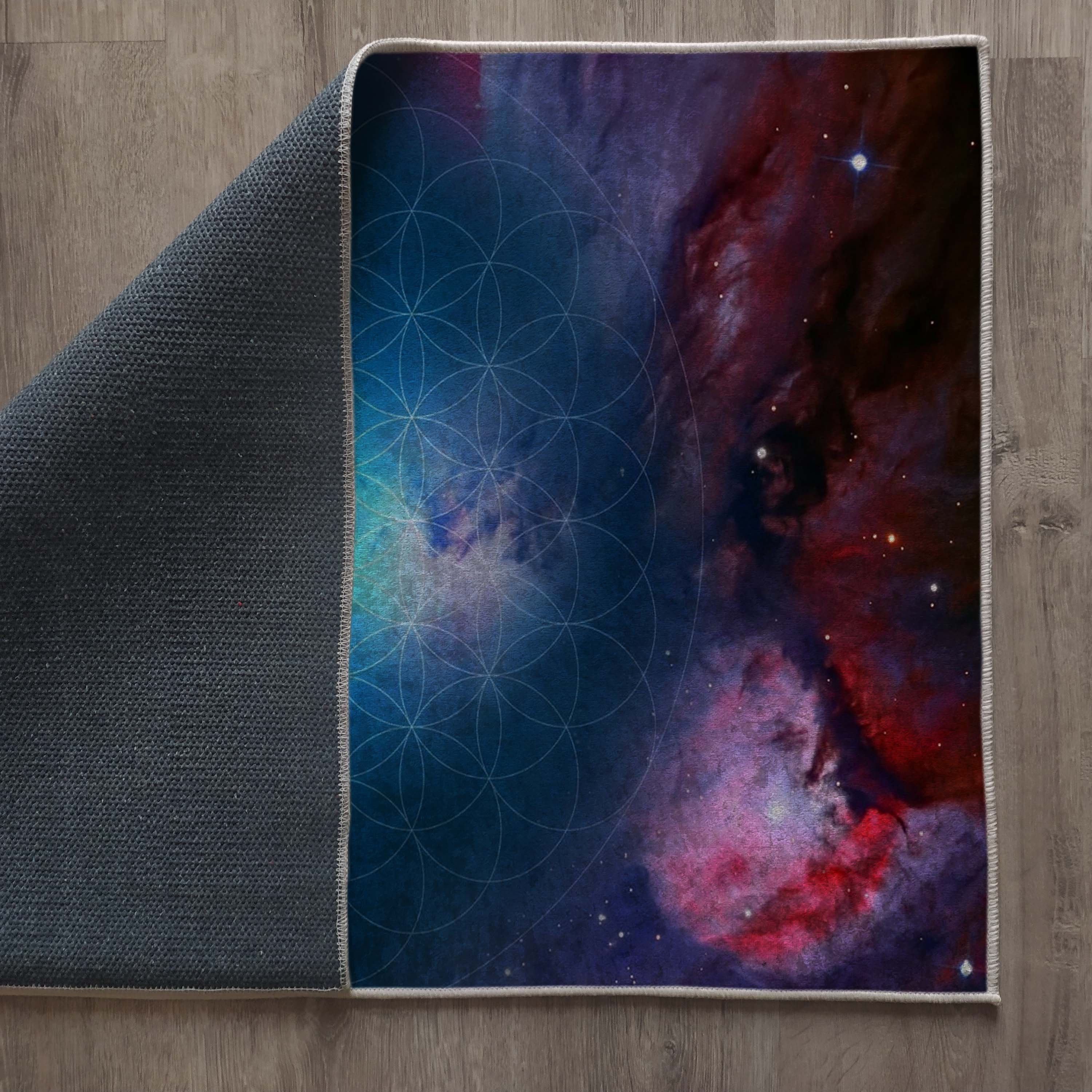 Blue Sacred Geometry Rug Crystal Grid Spiritual Rug Flower - Etsy