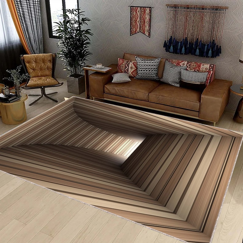 Wood Tunnel Rug, Optical Illusion Rug, Optical Illusion Vortex Rug, 3D ...