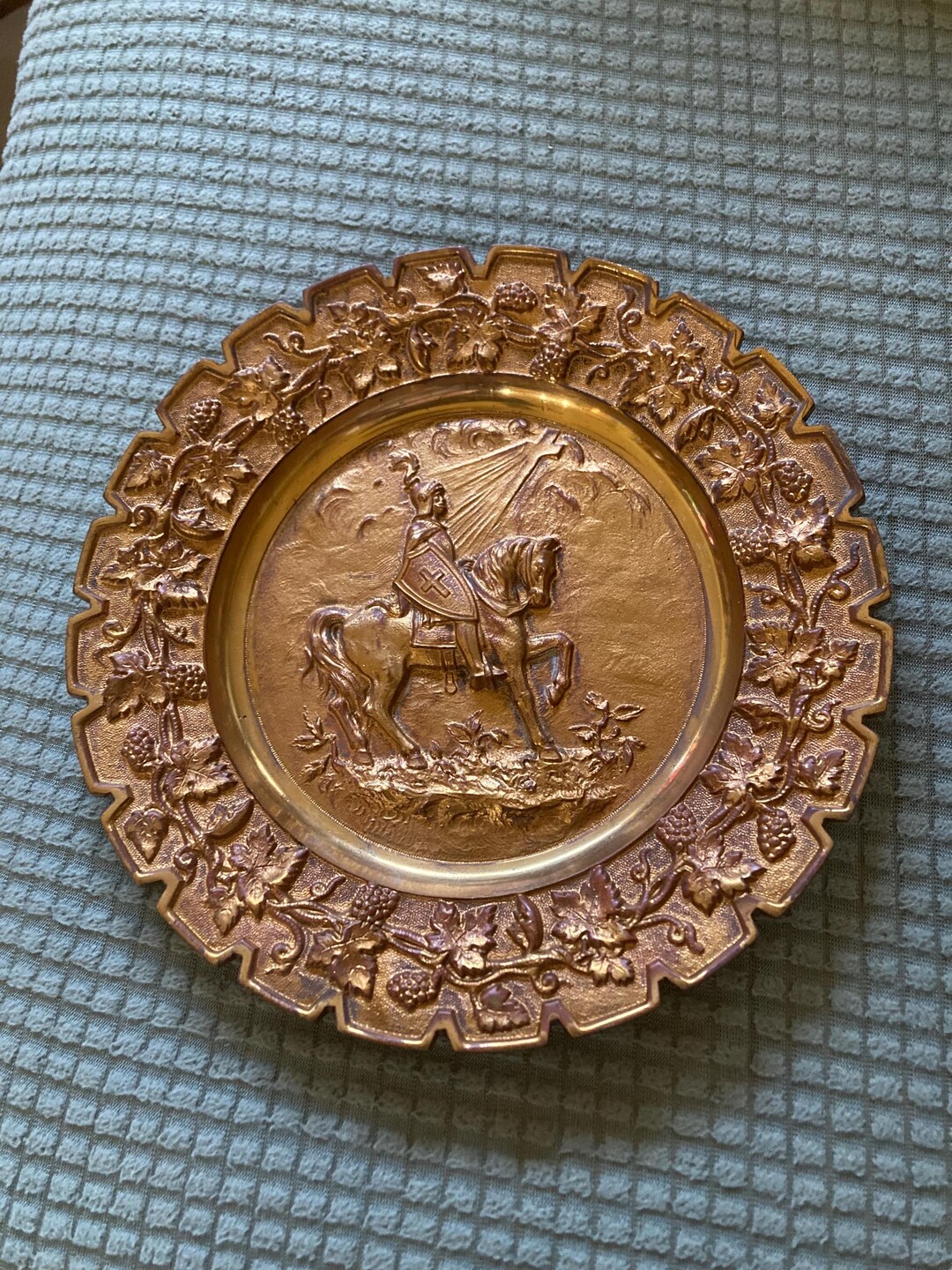 Bronze/brass Heavy Plaque Embossed Knight With Armor on Horse - Etsy