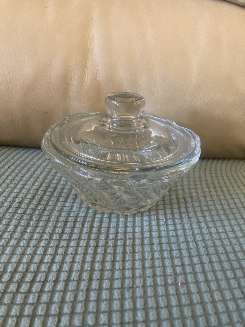 Vintage Clear Heavy Candy Bowl With Lid - Etsy