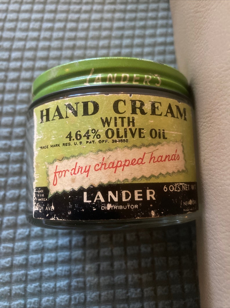 Vintage Landers Hand Cream With Olive Oil, Empty Jar W/paper Label - Etsy