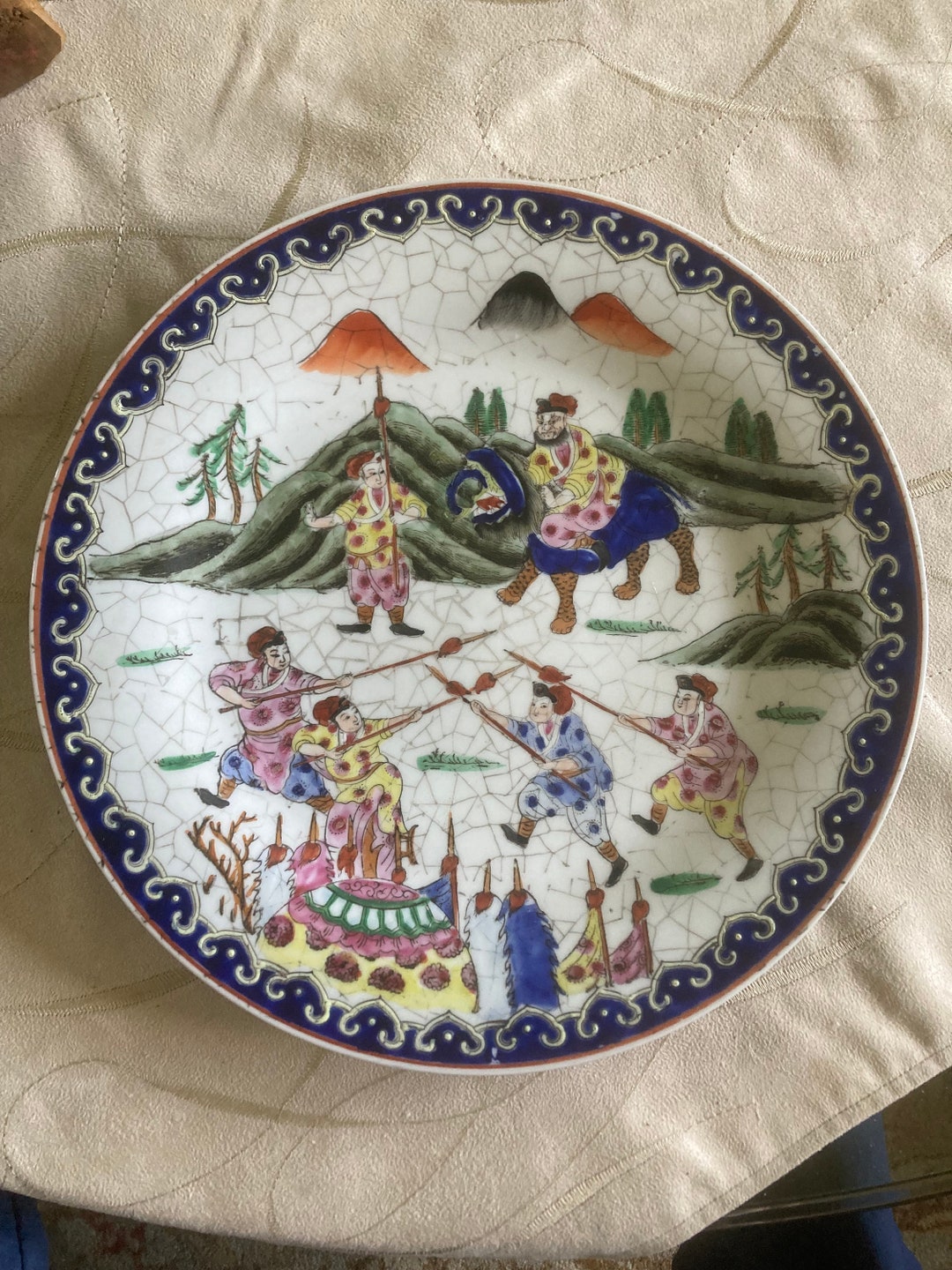 Vintage Macau Chinese Mural Hand Painted Plate by Nora Fenton - Etsy