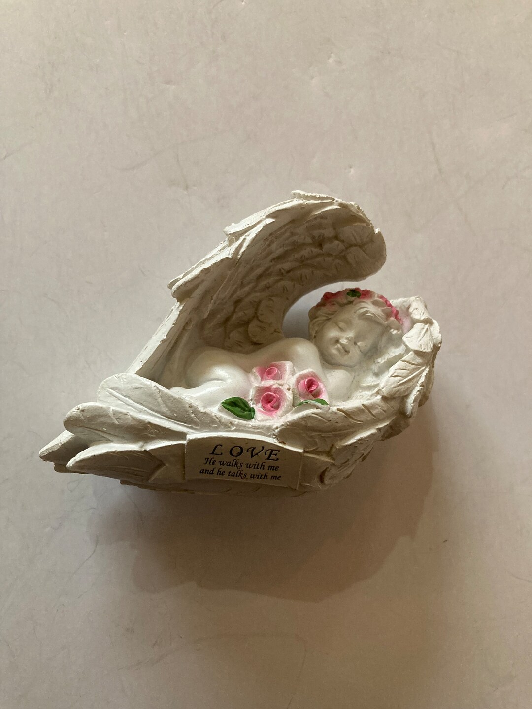 Sleeping Baby Angel Figurine - Love - He Walks With Me and He Talks ...