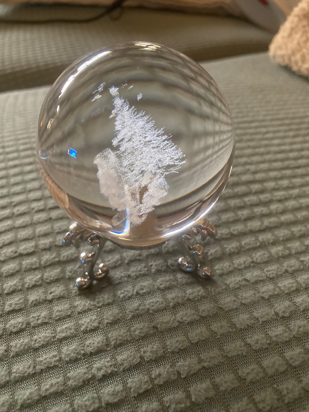Santa and Tree Crystal Ball Sphere With Silvertone Stand - Etsy