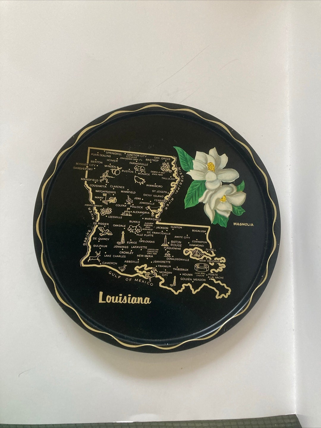 Vintage State of Louisiana 11 Inch Round Souvenir Metal Tray - Etsy