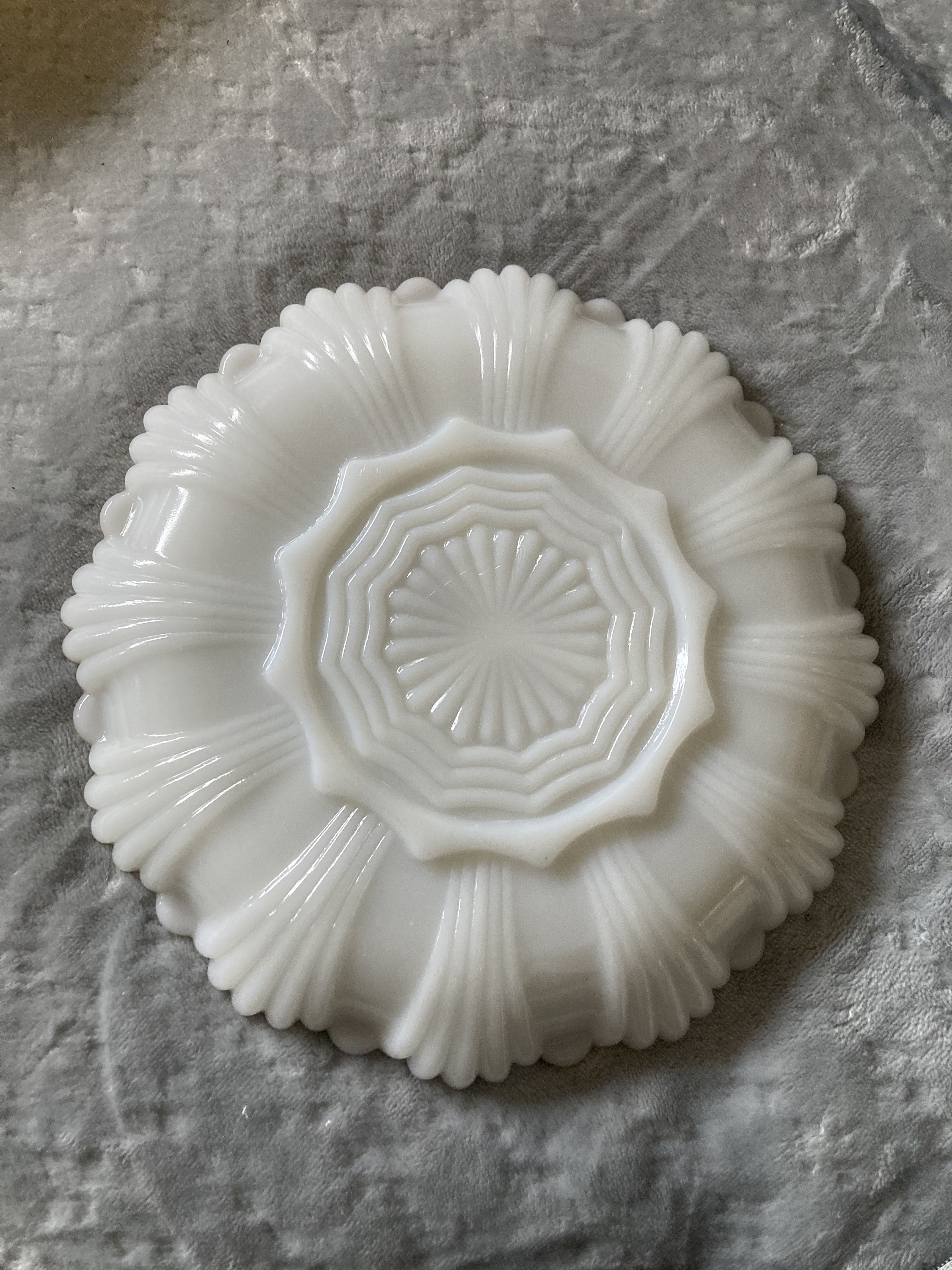 Vintage Fire King Milk Glass Three Section Divided Dish Plate Gold Trim ...