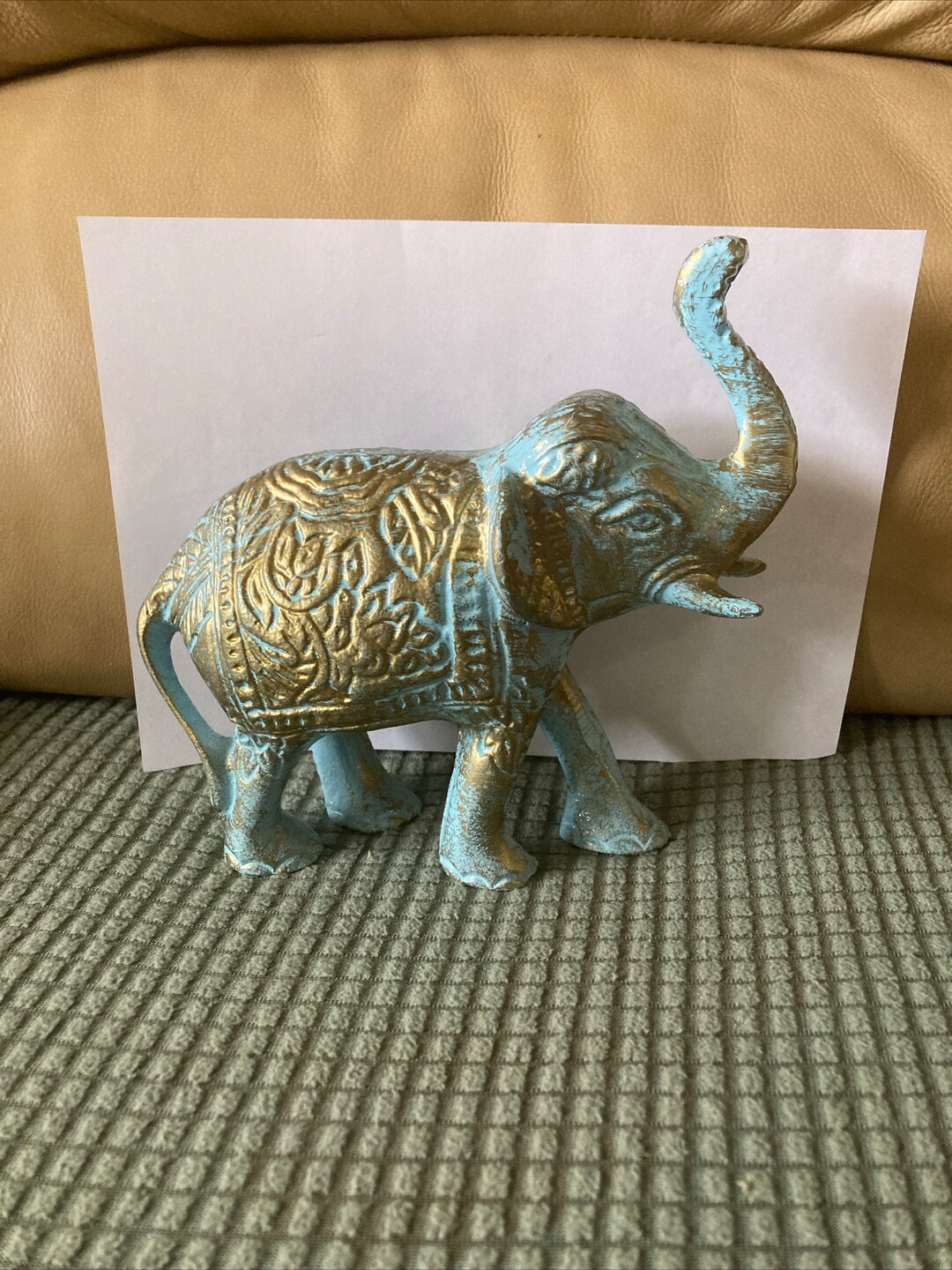 Vintage Painted Brass Elephant Good Luck Trunk Up - Etsy