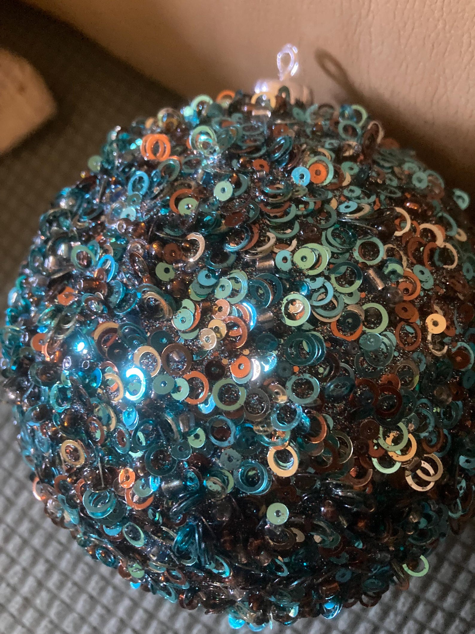 Vintage Teal and Brass Sequin Ornament 6 Inch Diameter - Etsy