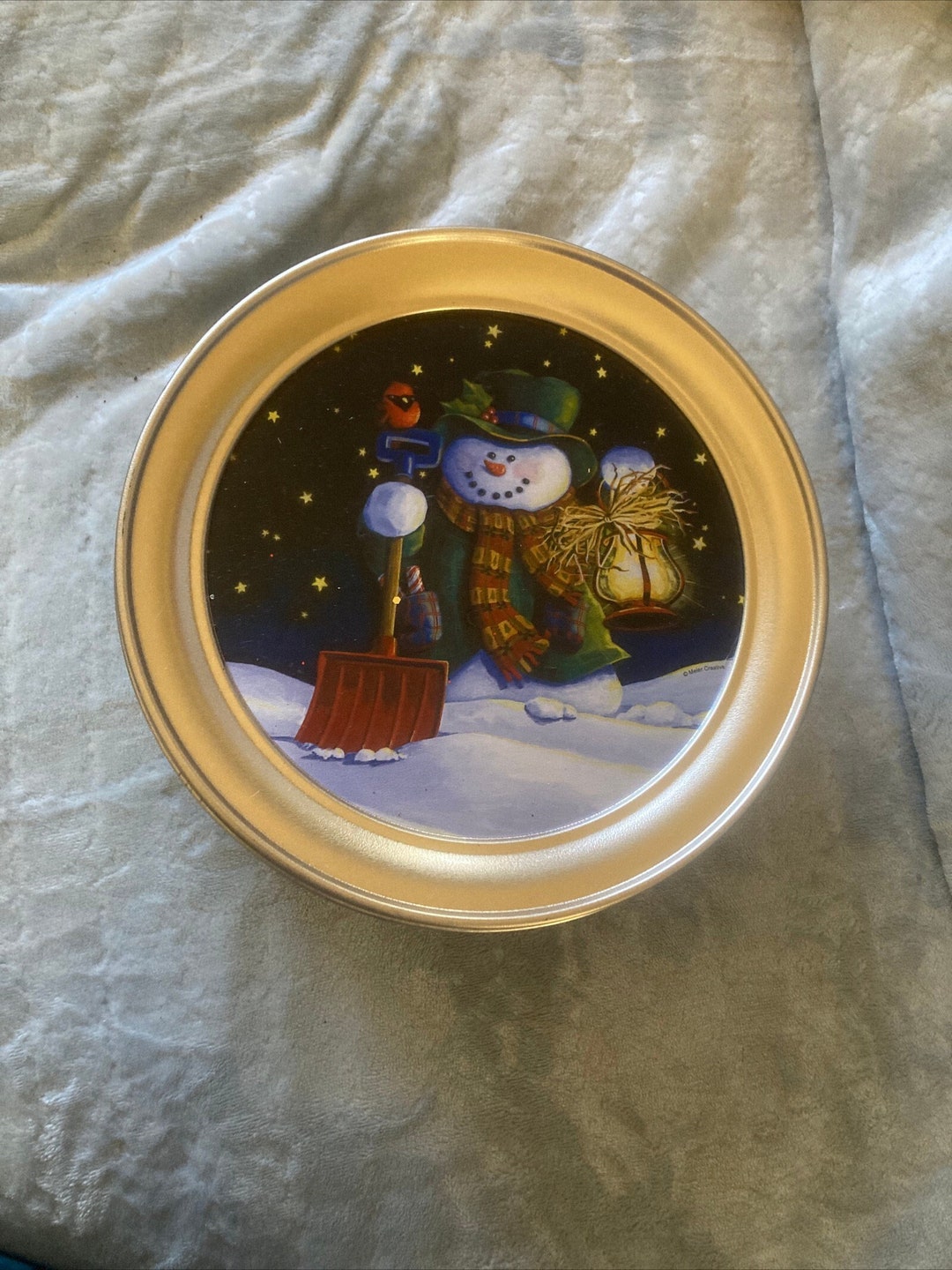 Vintage Snowman Christmas Tin - Etsy