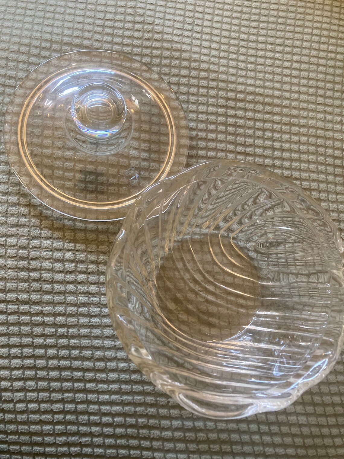 Vintage Clear Heavy Candy Bowl With Lid - Etsy