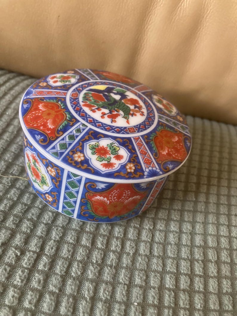 Takahashi Japanese Porcelain Lidded Trinket Box Peacock and Floral - Etsy