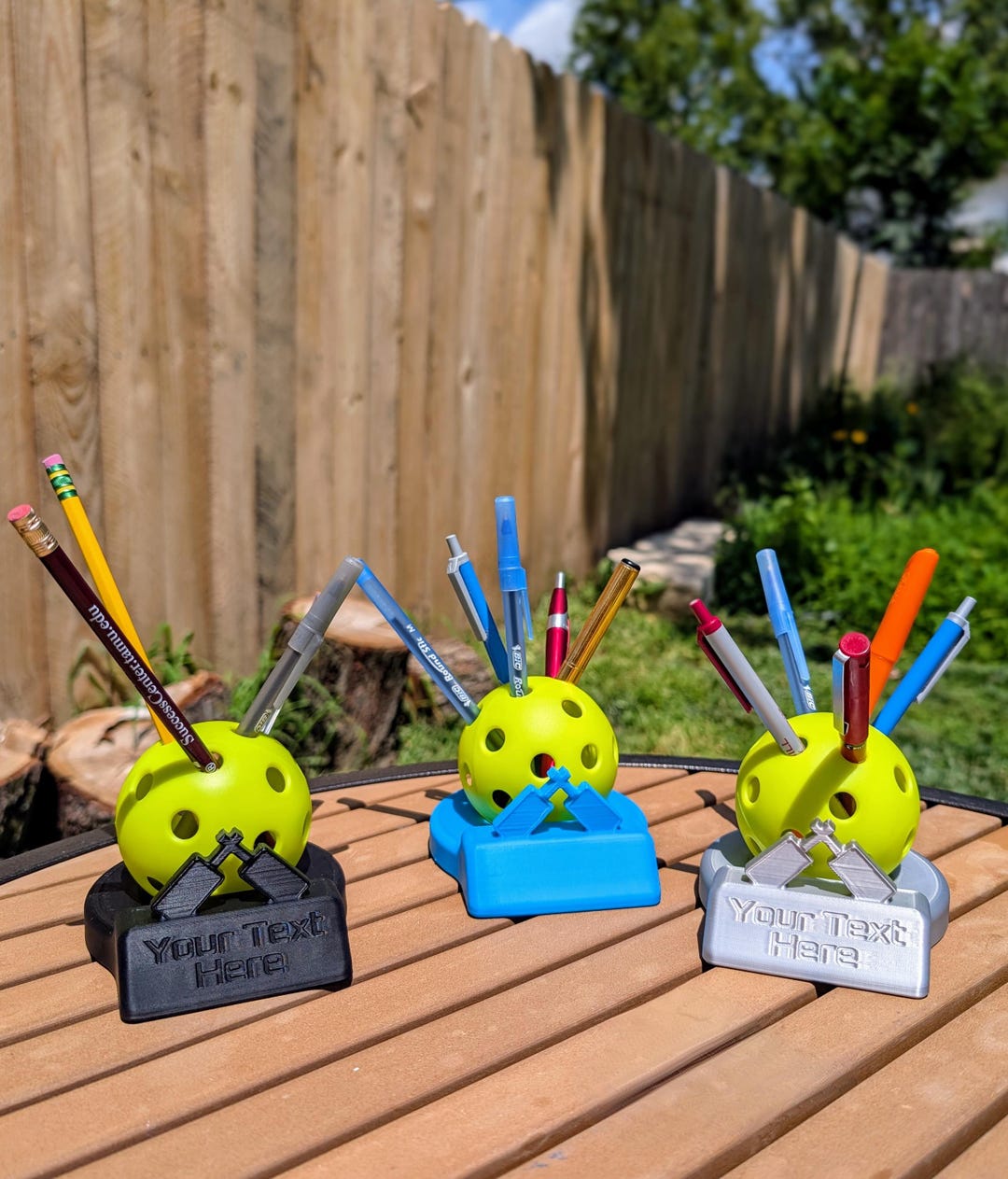 3D Printed Design Pickleball Pen Holder | Custom Text|desk Organizer ...