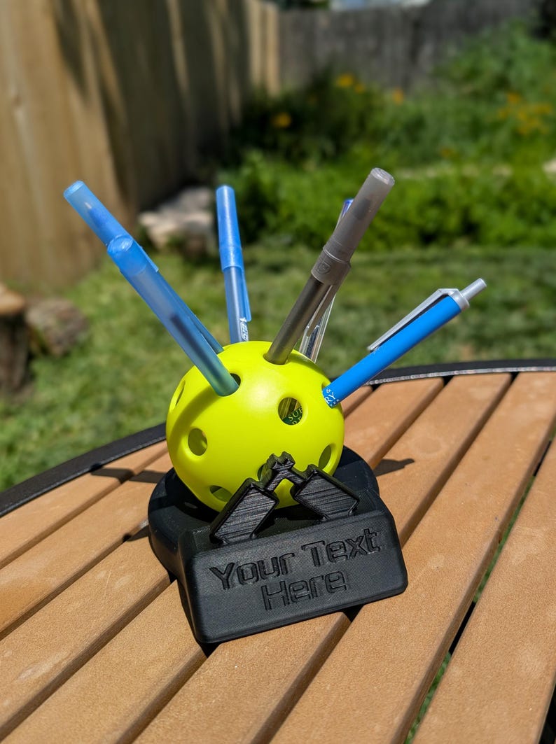 3D Printed Design Pickleball Pen Holder | Custom Text|desk Organizer ...