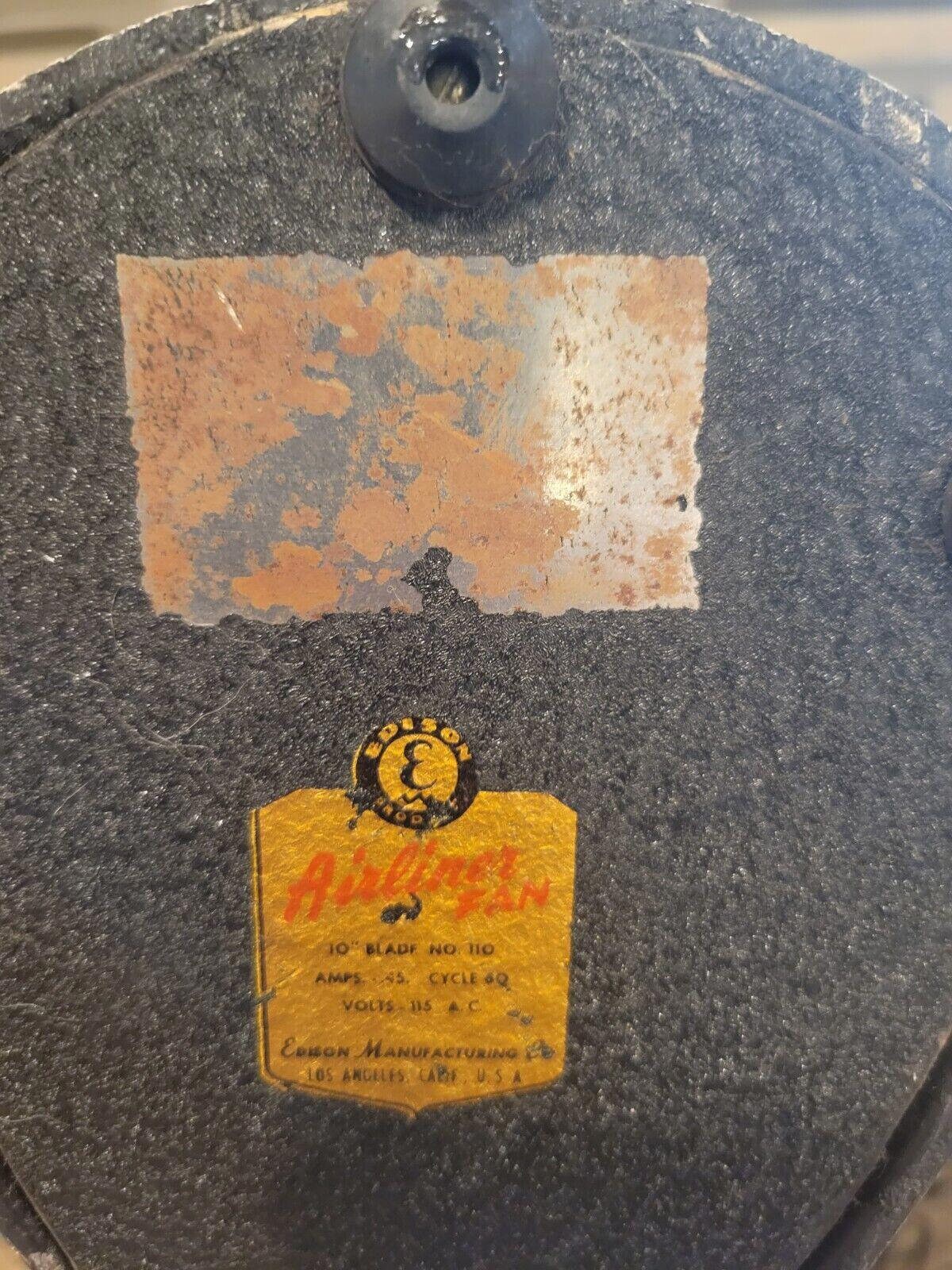 Vintage Airliner Edison Manufacturing Electric Table Fan Working 10 ...