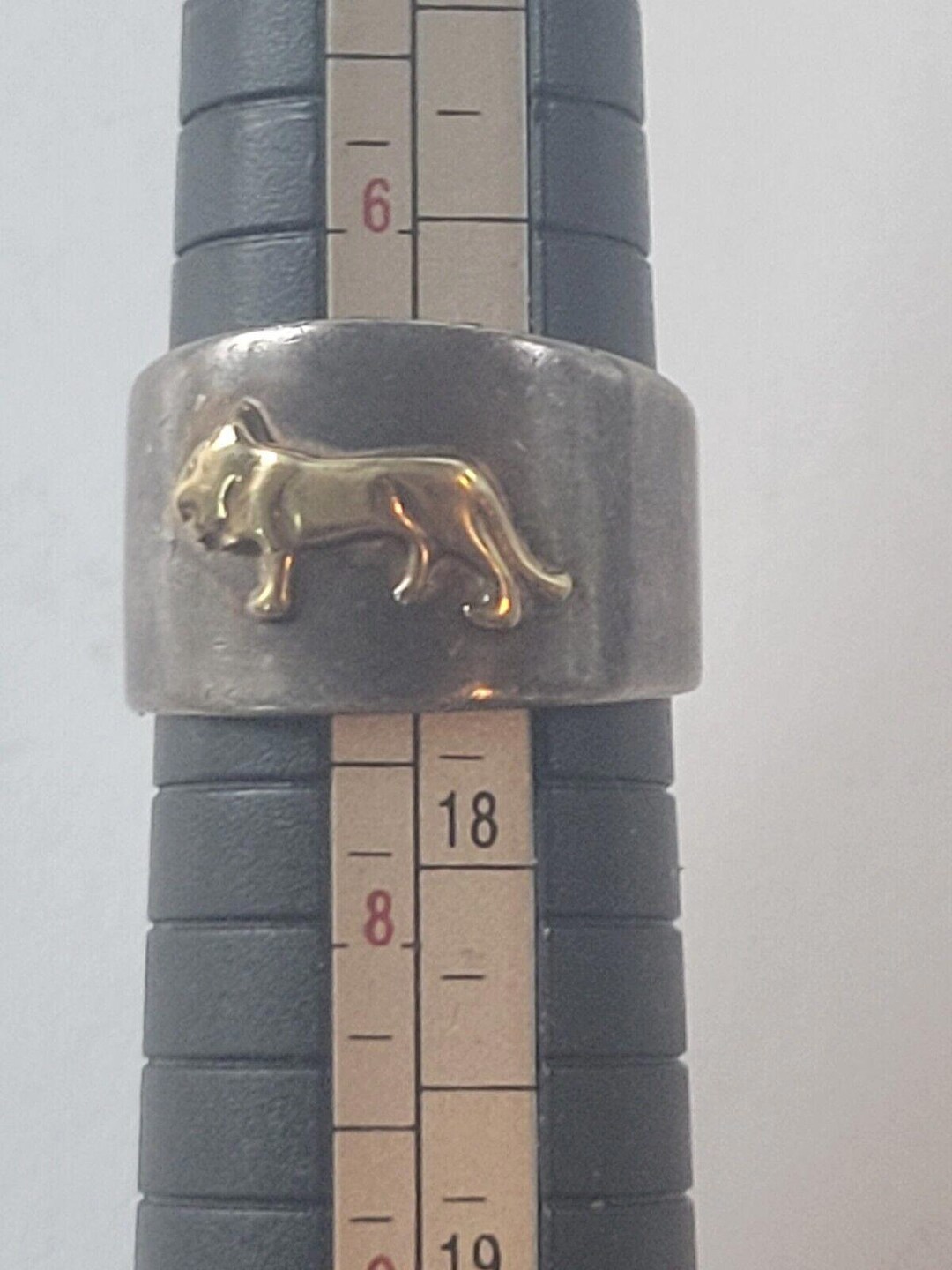 Vintage 18k Yellow Gold 750 and 925 Sterling Silver Lion Pinky Ring ...