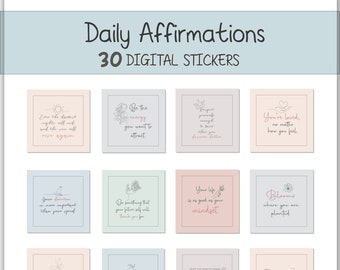 Daily Positive Affirmations, Digital Stickers for Goodnotes, Your ...
