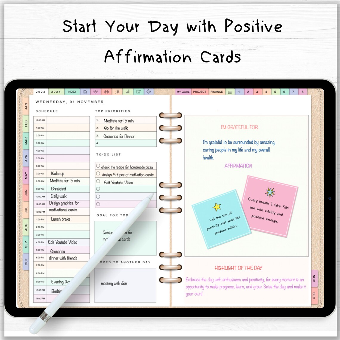 Daily Positive Affirmations, Digital Stickers for Goodnotes, Your ...