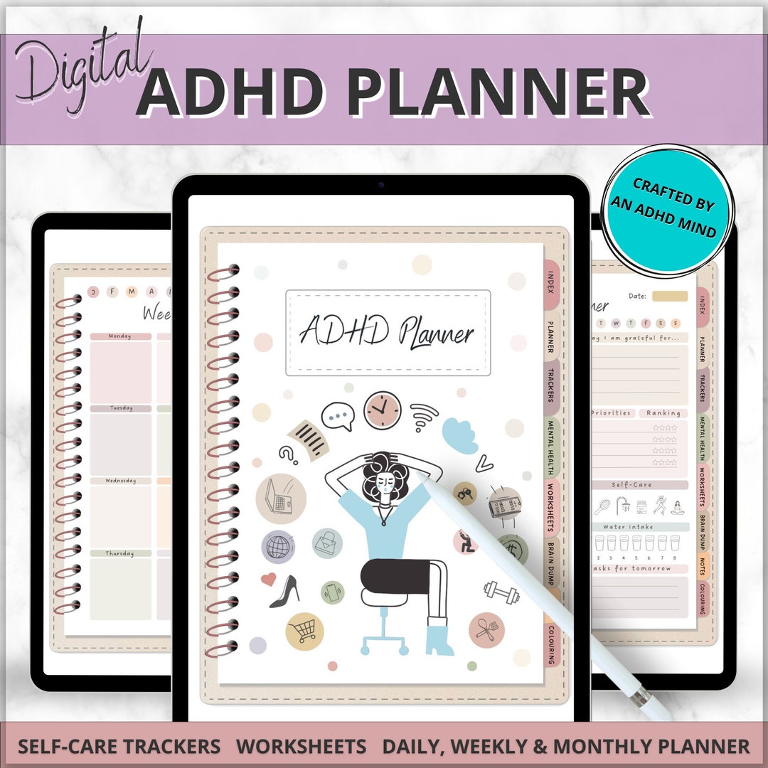 ADHD Digital Planner for Goodnotes, Daily Brain Dump Journal for Ipad ...