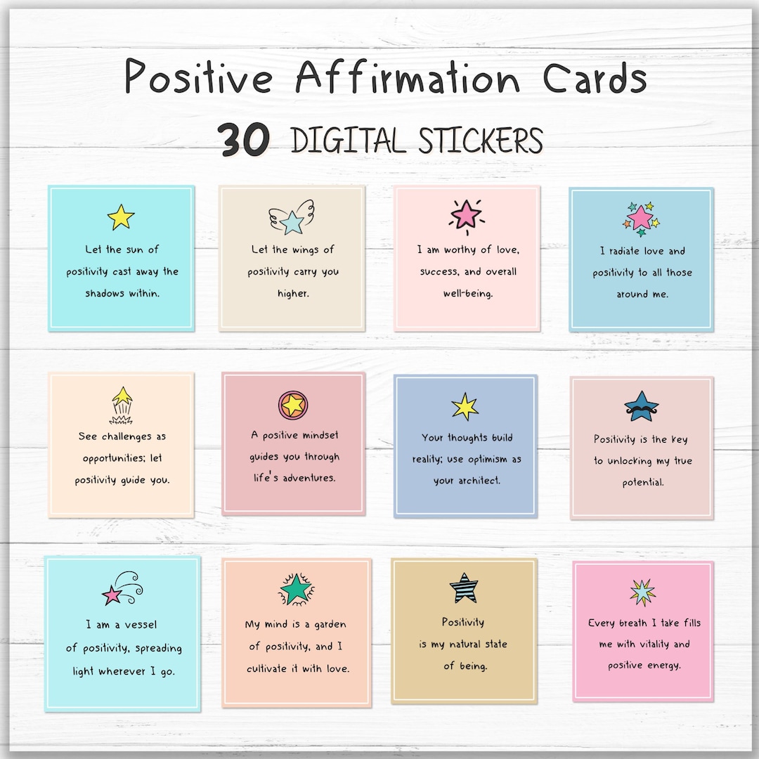 Daily Positive Affirmations, Digital Stickers for Goodnotes, Your ...