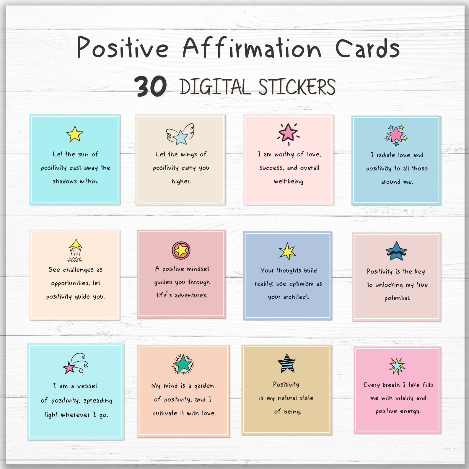 Daily Positive Affirmations, Digital Stickers for Goodnotes, Your ...