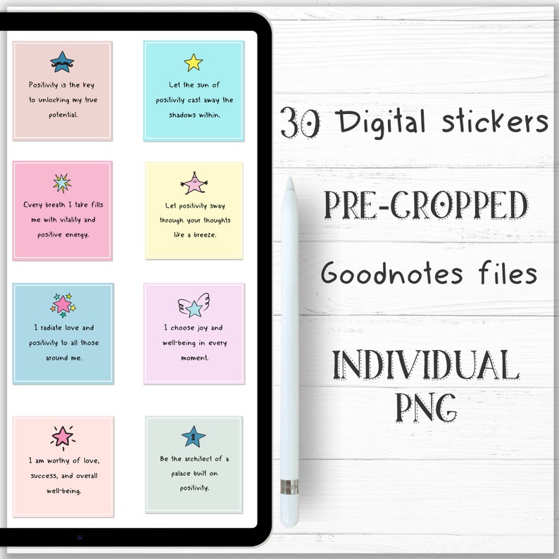 Daily Positive Affirmations, Digital Stickers for Goodnotes, Your ...