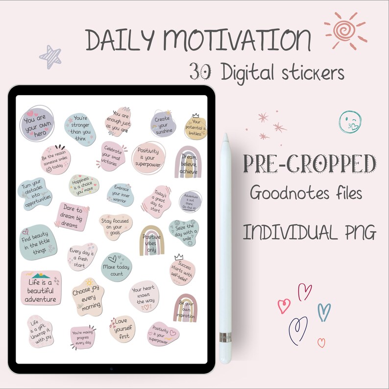 Daily Positive Affirmation Digital Stickers for Goodnotes: Self-care ...