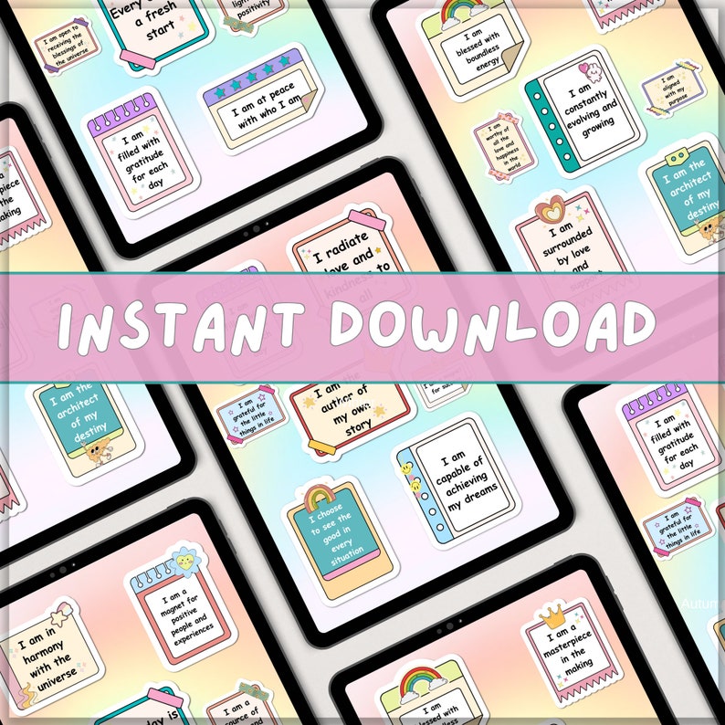 Affirmations Sticky Notes for Goodnotes, Digital Stickers, Mental ...