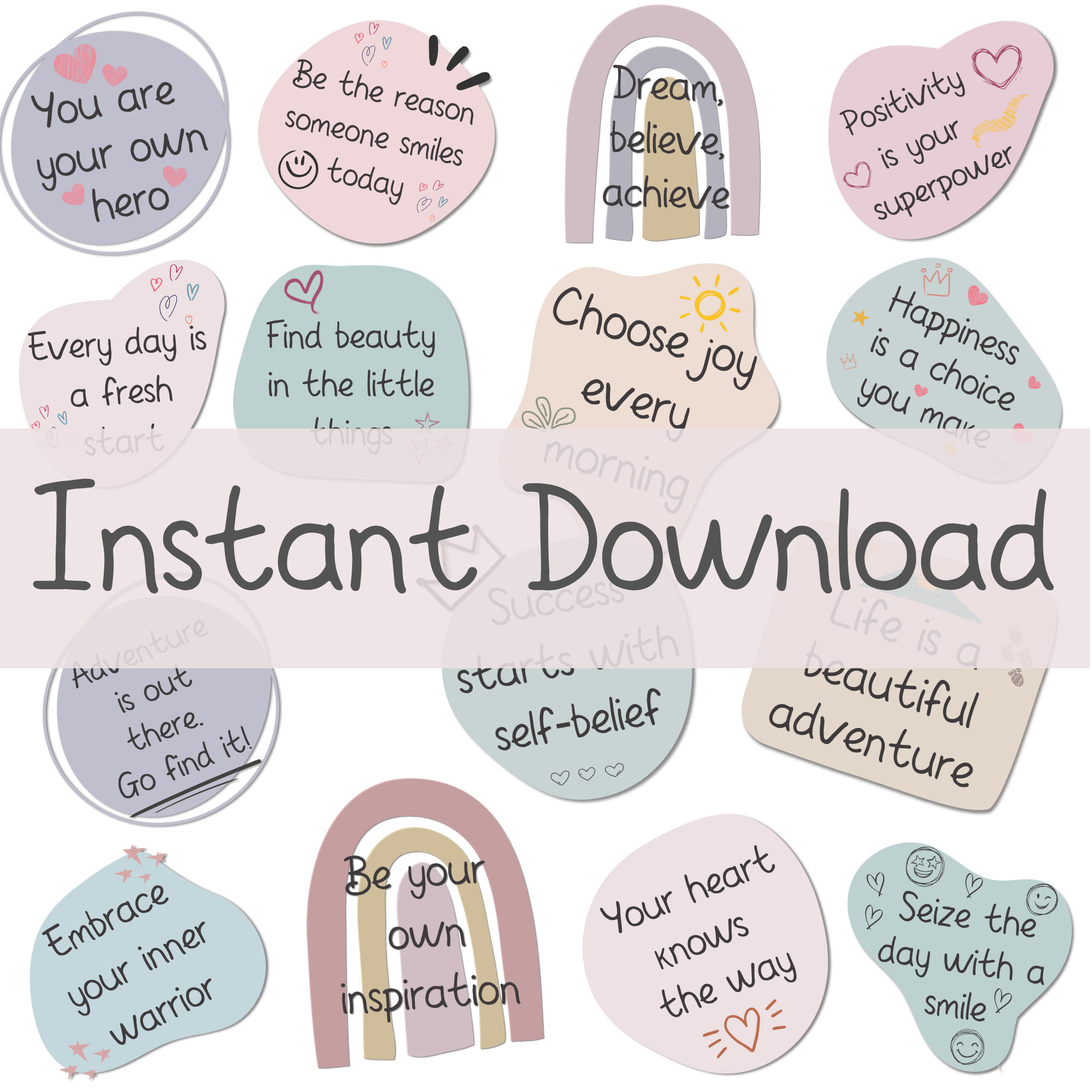 Daily Positive Affirmation Digital Stickers for Goodnotes: Self-care ...