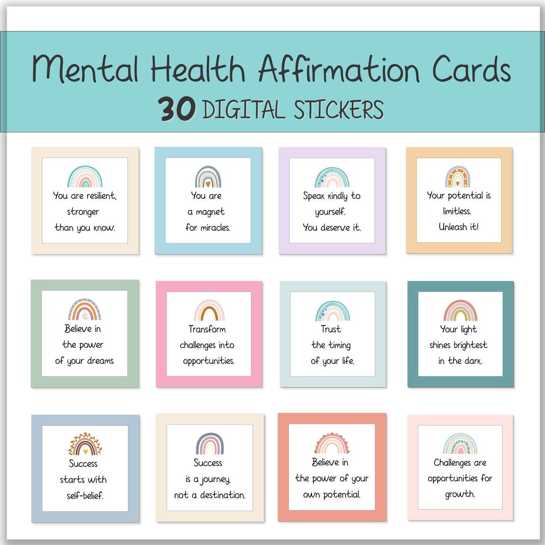Mental Health, Digital Stickers for Goodnotes, Inspirational Quote ...