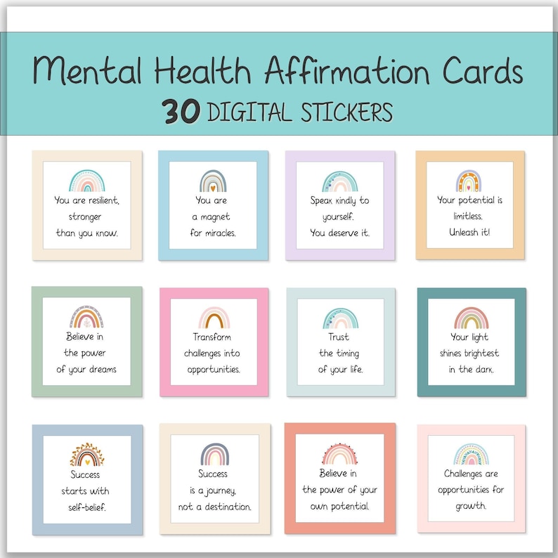 Mental Health, Digital Stickers for Goodnotes, Inspirational Quote ...