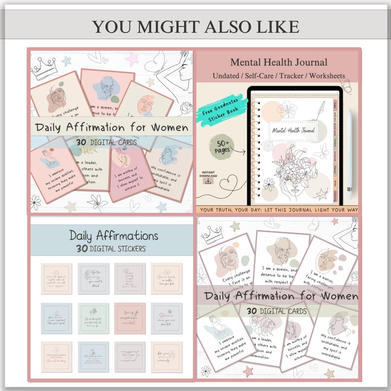 Daily Positive I Am Affirmations, Digital Stickers for Goodnotes, Your ...