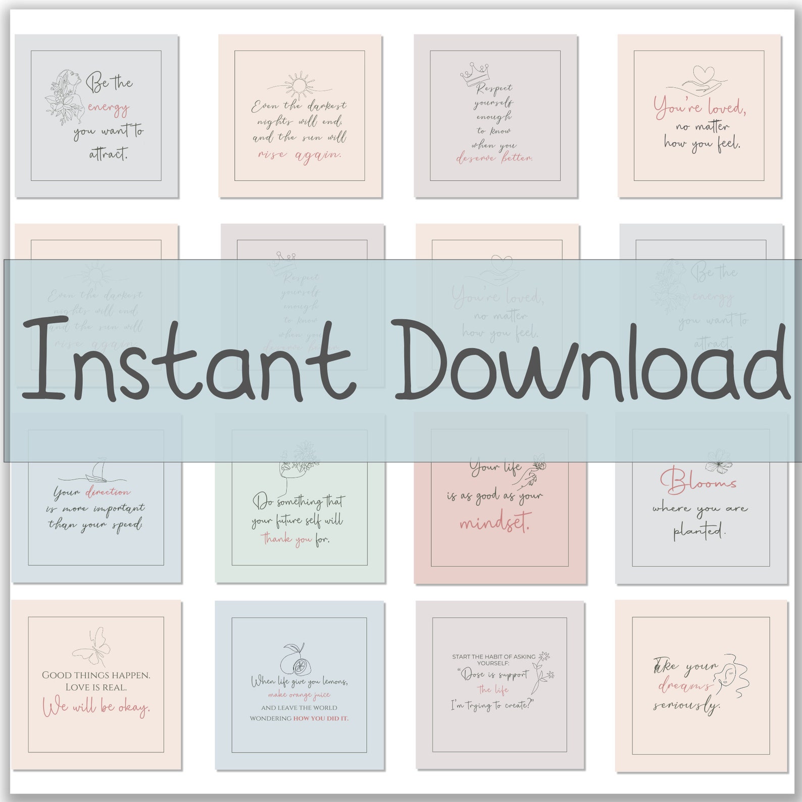 Daily Positive Affirmations, Digital Stickers for Goodnotes, Your ...