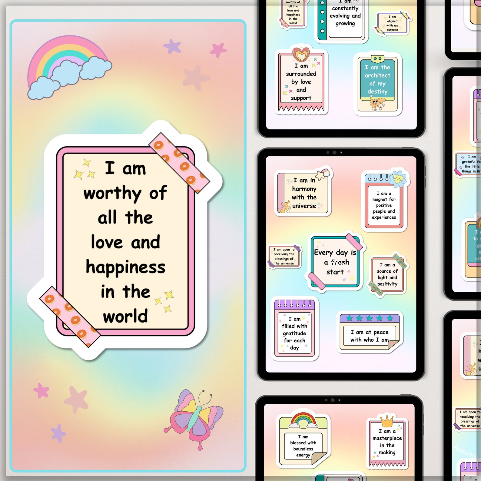 Affirmations Sticky Notes for Goodnotes, Digital Stickers, Mental ...