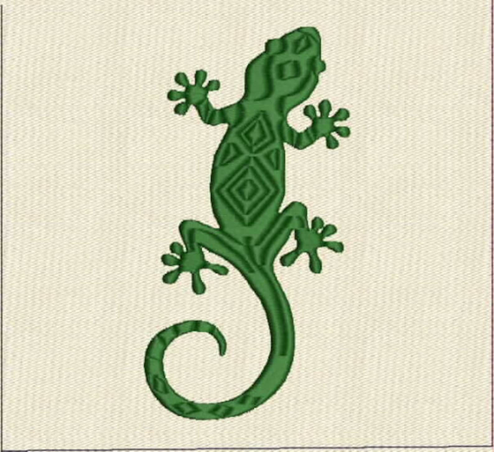 Emerald Lizard Gecko Reptile Machine Embroidery Design - Etsy