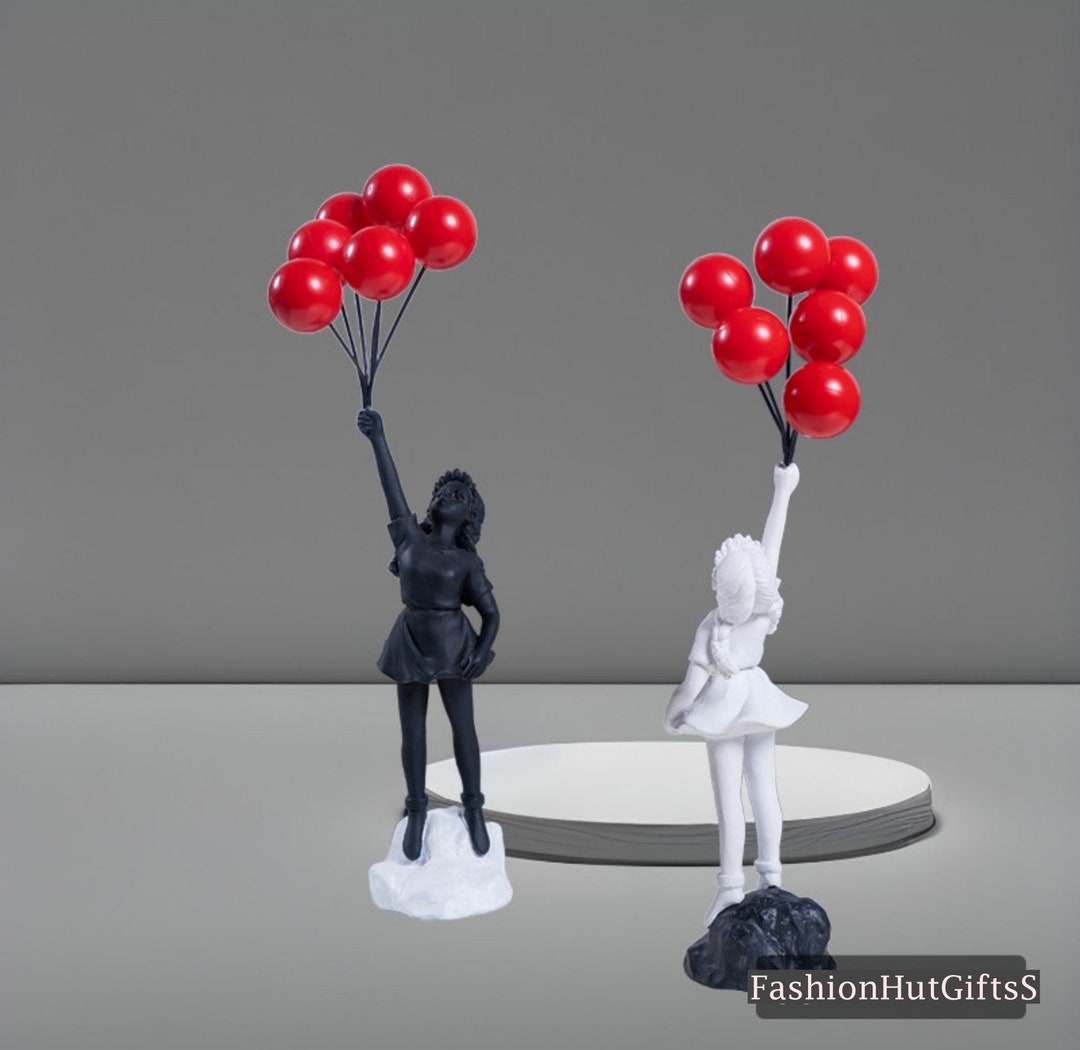 Banksy Statue Ornaments Flying Balloon Girl Statue Modern Art Resin Figurine Sculpture Room Desk