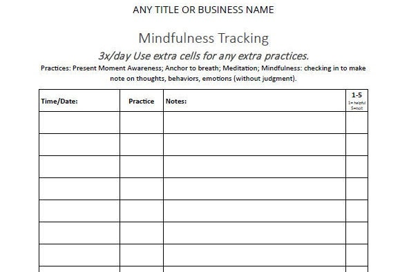Mindfulness Tracking Handout to Increase Emotion Regulation - Etsy