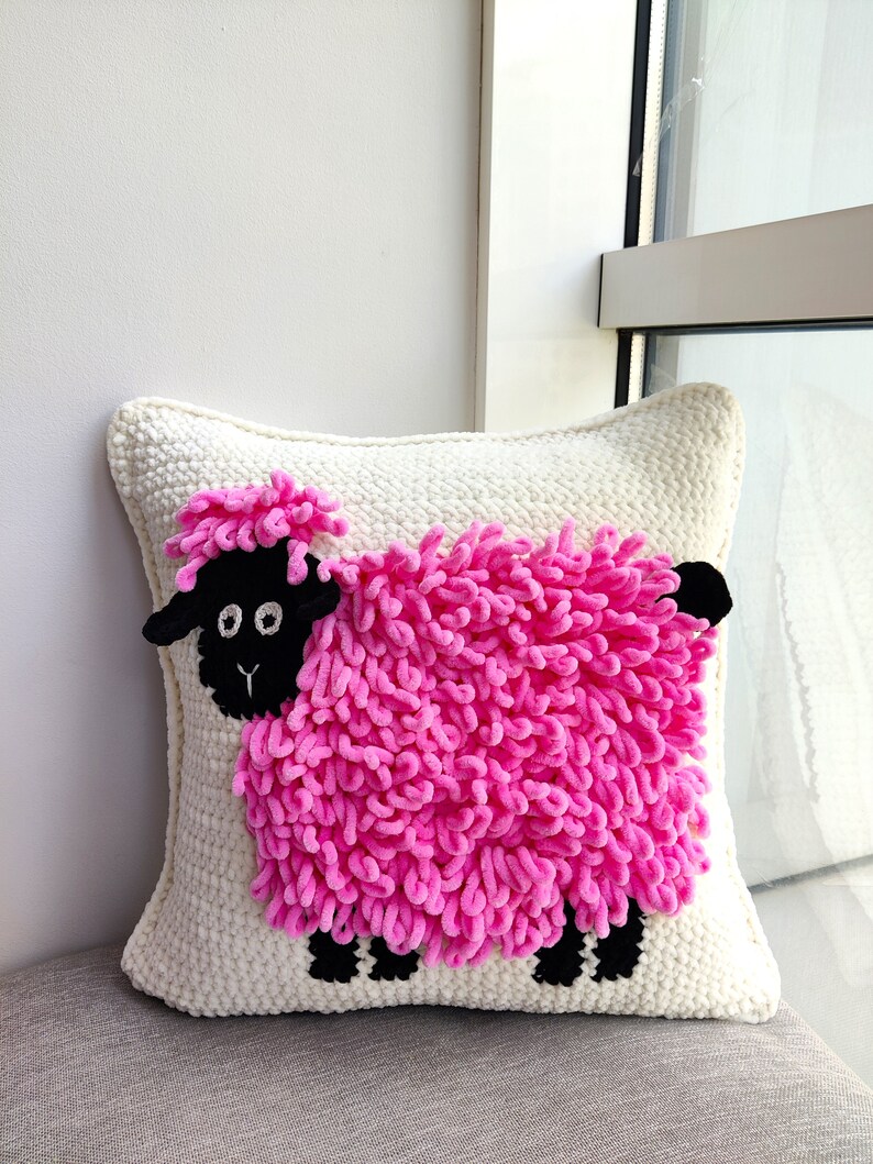 Sheep Pillow Crochet Pattern: Loop Stitch Cushion (PDF Download) - Etsy