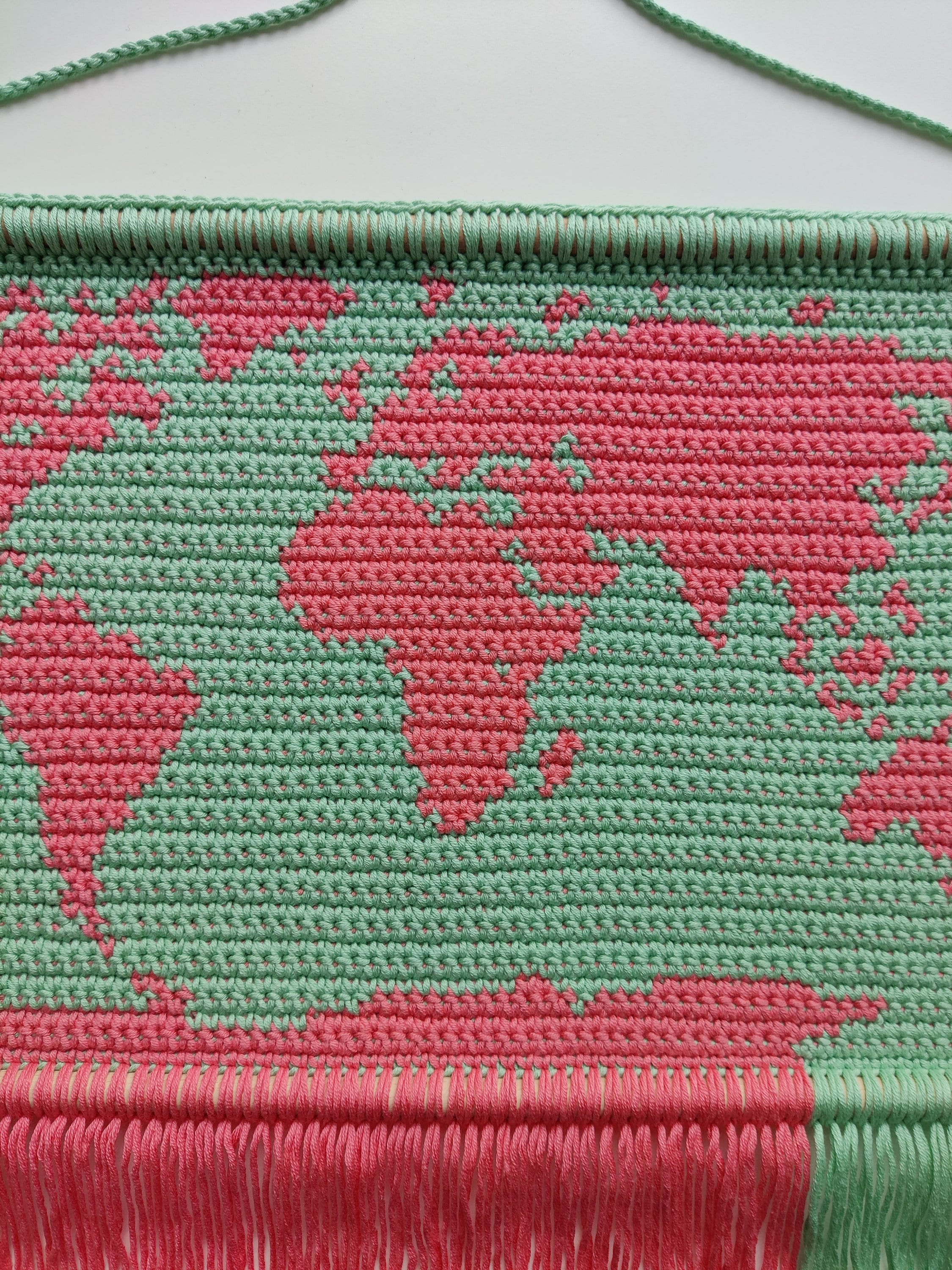 World Map Wall Hanging Crochet Pattern Chart Included. Crochet Wall Art ...