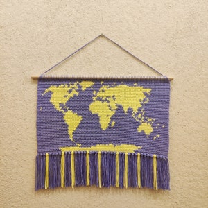 World Map Wall Hanging Crochet Pattern + Chart Included. Crochet Wall ...