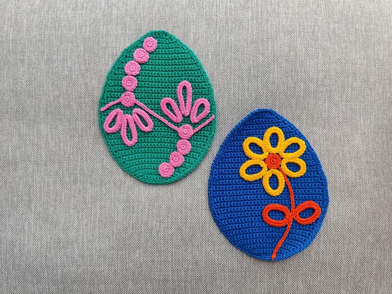 Easter Egg Applique Crochet Pattern. Postcard Applique Pattern. Two ...