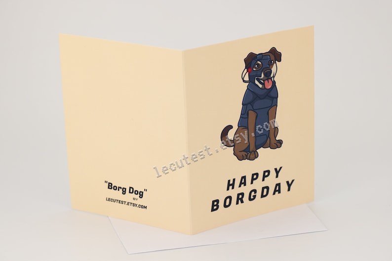 Star Trek Birthday Card, Star Trek Borg Dog Card, Robot Dog Card, Happy ...
