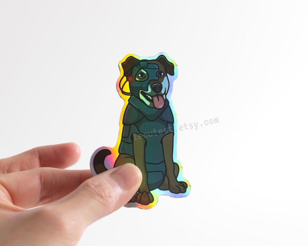Holographic Star Trek Sticker, Robot Dog Sticker, Rainbow Borg Dog ...