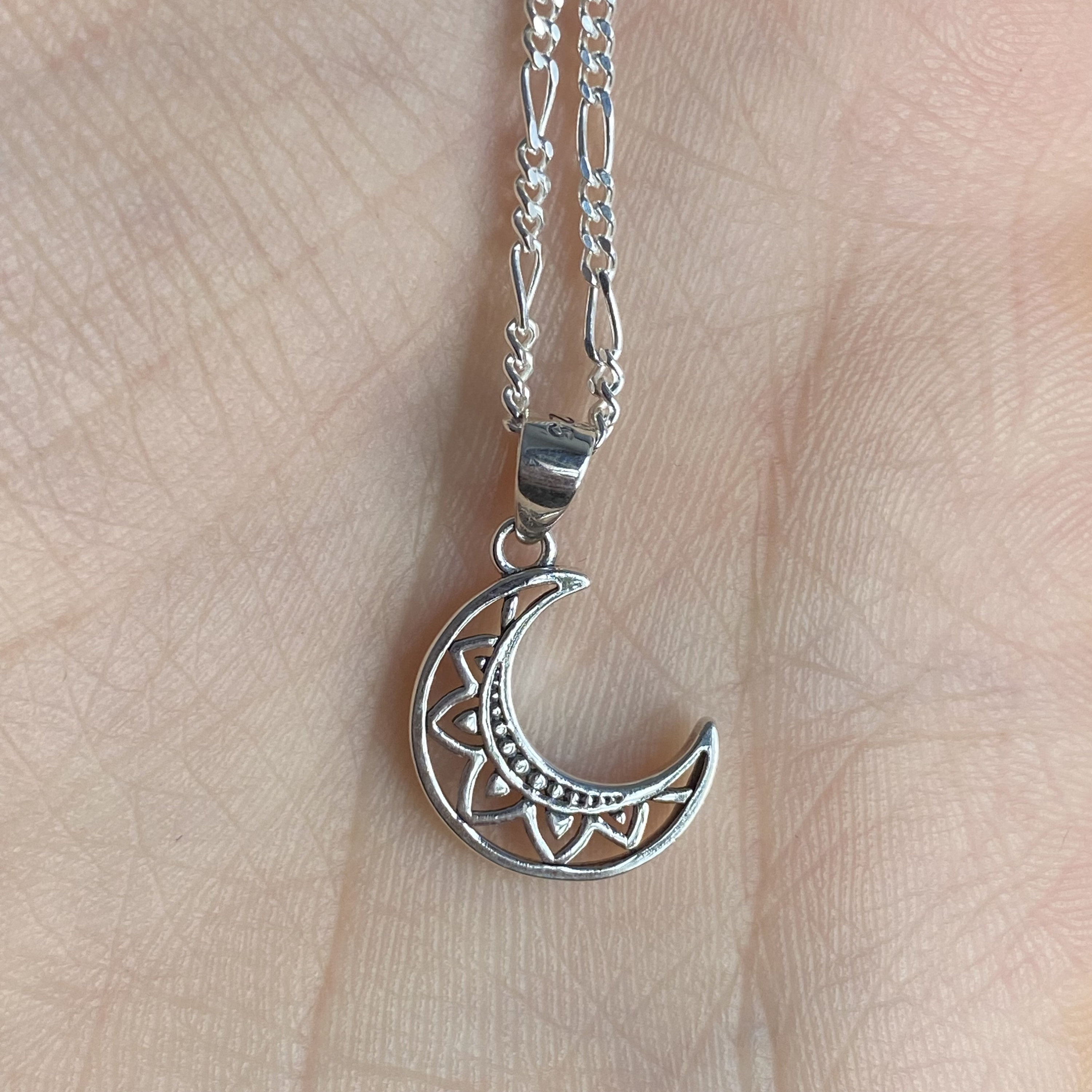 925 Sterling Silver Crescent Moon Pendant - Etsy