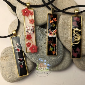 Japanese Style Resin Kitsune Fox Dragon Koi Fish Cherry Blossom Sakura ...