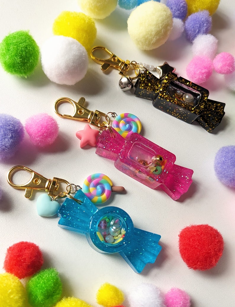 Handcrafted Kawaii Cute Trendy Candy Resin Shaker Keychain Bag Charm - Etsy