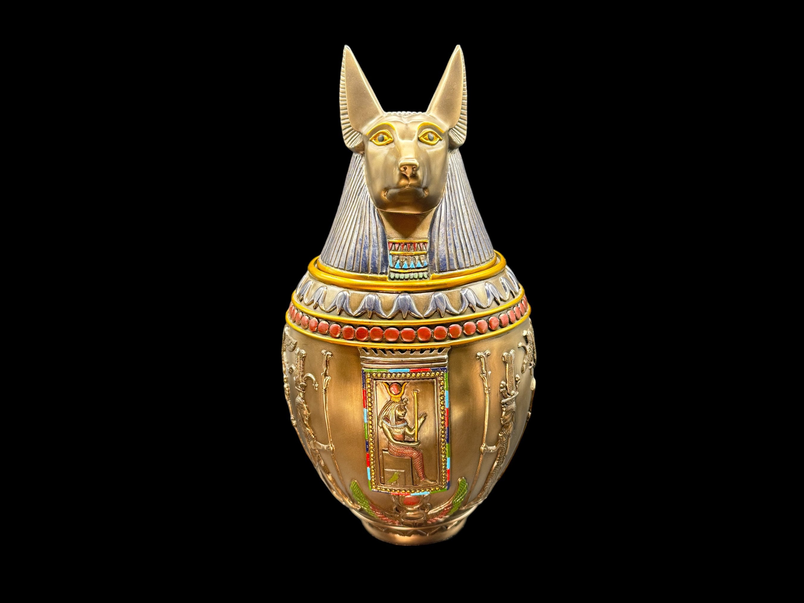 Anubis Urn: Ancient Egyptian God of the Dead, Handcrafted Canonic Jar ...